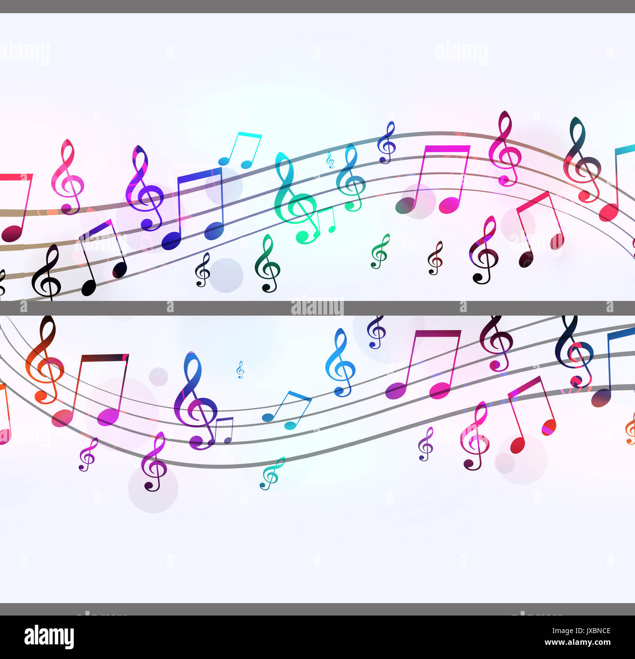 multicolor music note banners for flyers and club posters Stock Photo ...