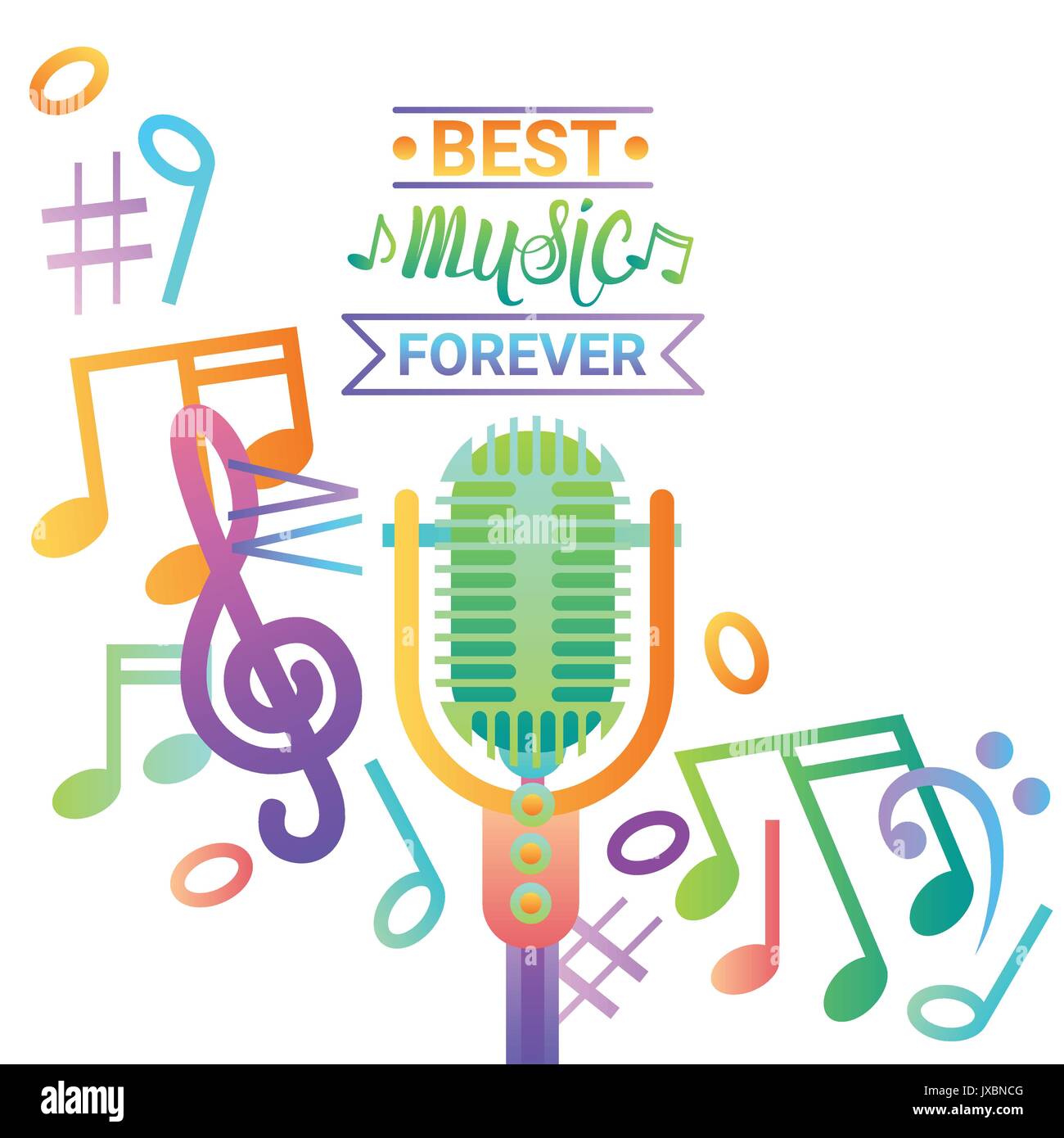 Music Microphone Banner Colorful Style Modern Musical Concert Poster ...