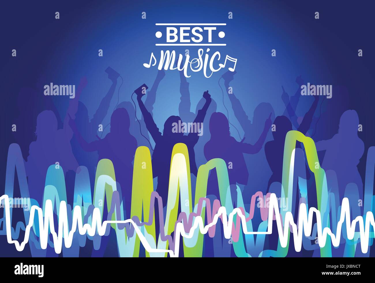 Best Music Silhouette People Dancing Live Concert Banner Colorful ...