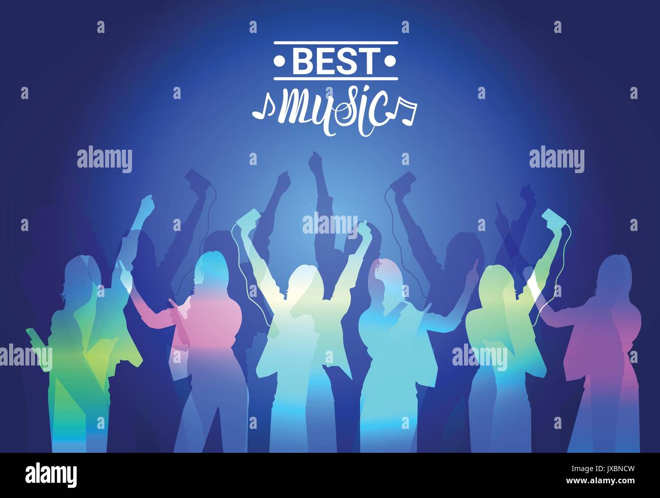 Best Music Silhouette People Dancing Live Concert Banner Colorful ...