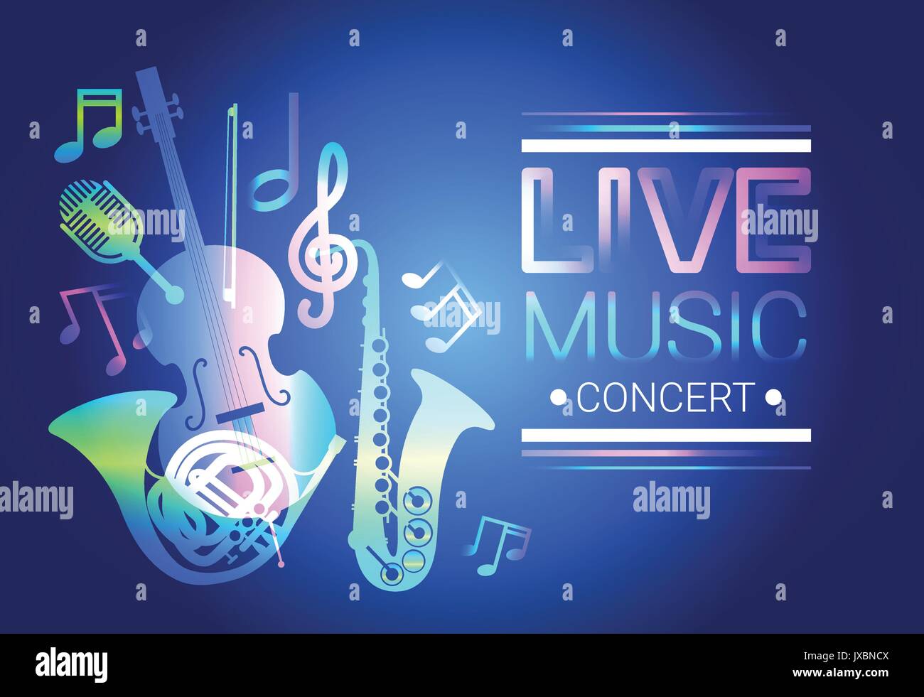 Live Music Concert Banner Colorful Style Modern Musical Poster Stock ...