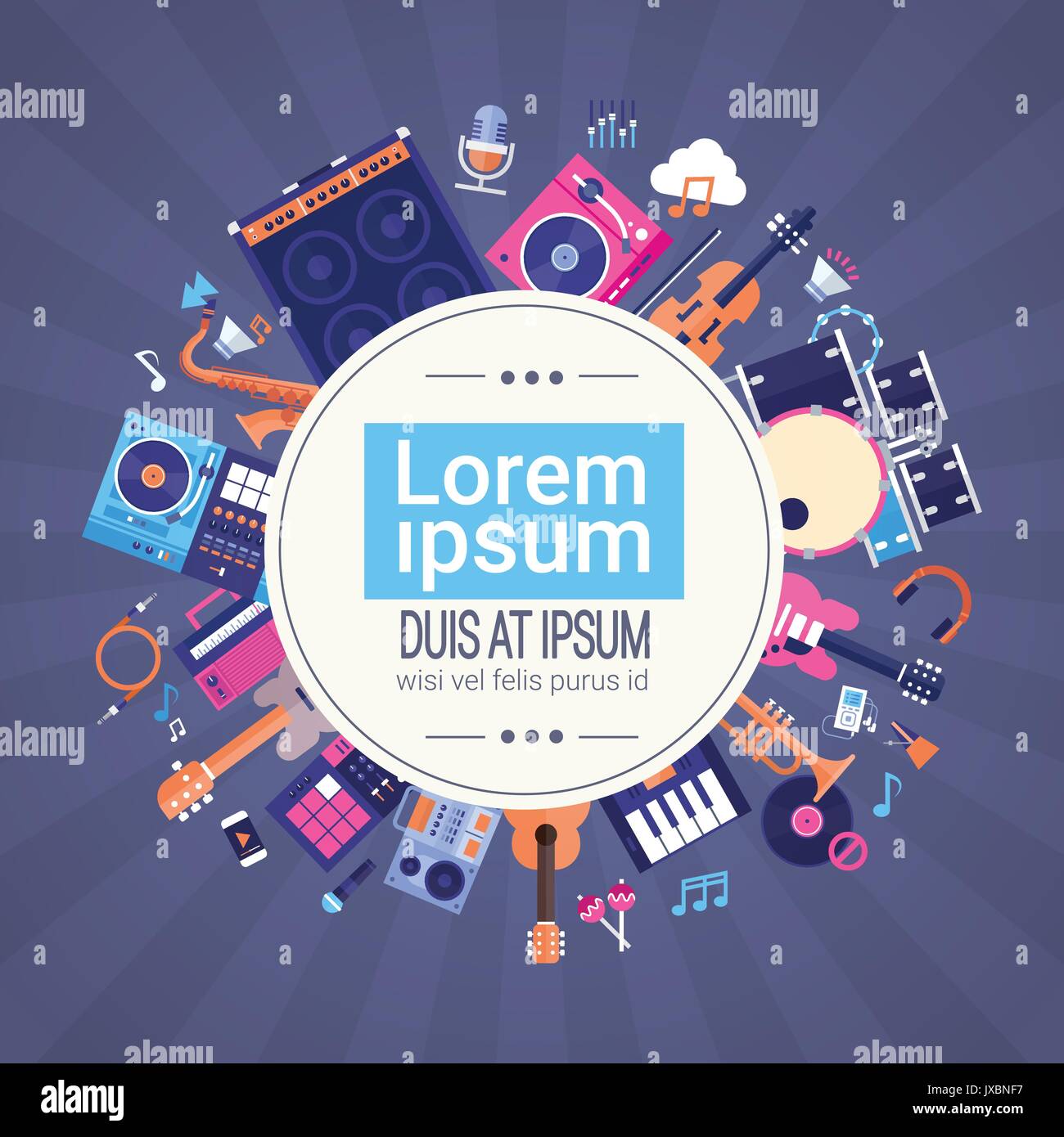 Music Instruments And Equipment Electronics Icons Banner With Copy ...