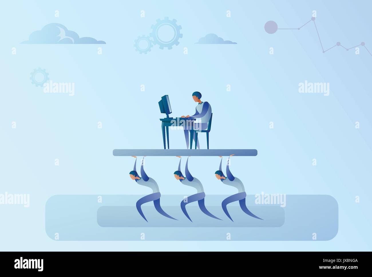 Business People Team Carry Boss Businessman Working On Computer ...