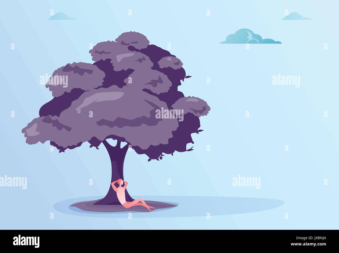 Boy sleeping under tree Stock Vector Images - Alamy