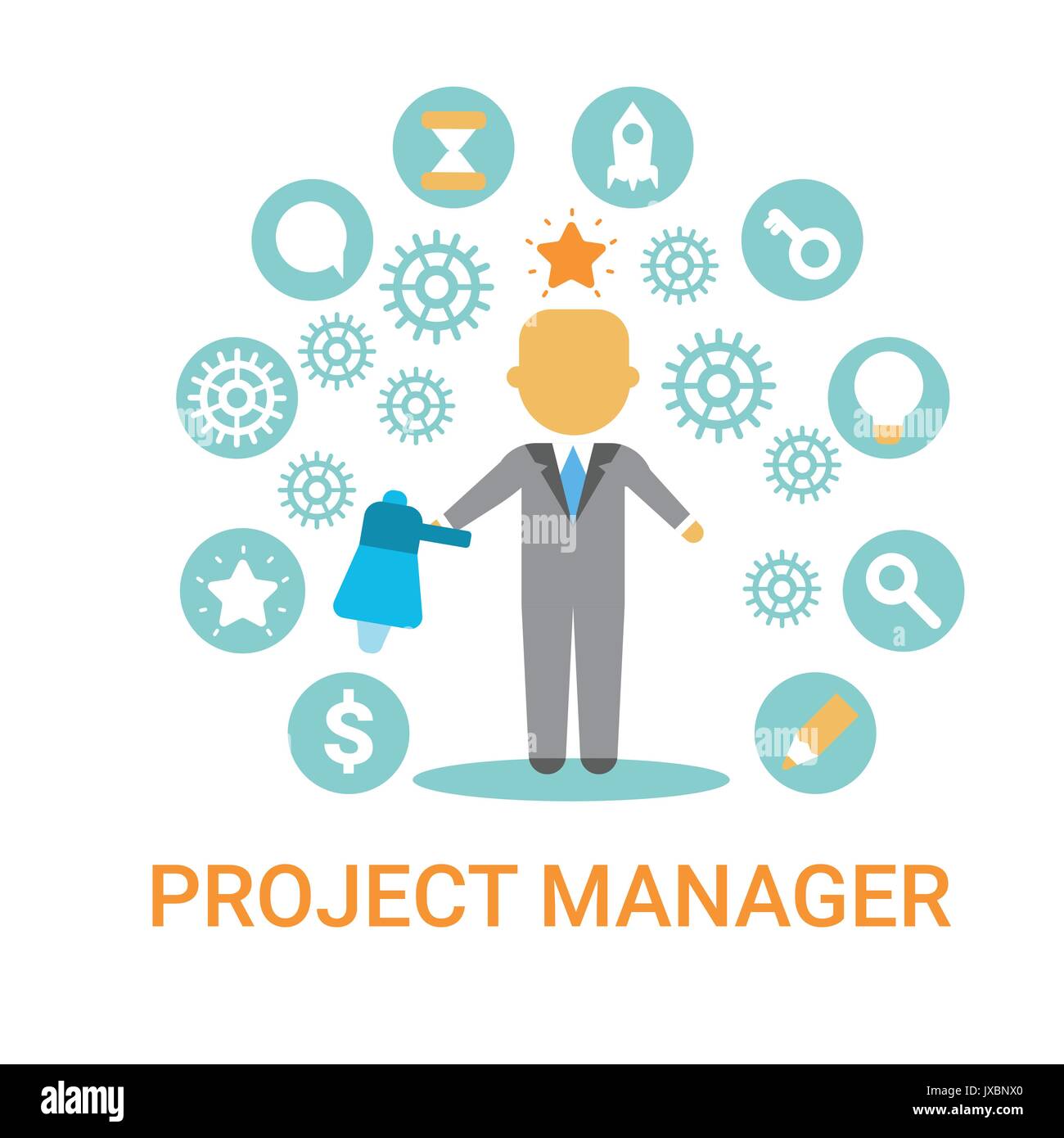 Project Manager Icon Business Process Leader Banner Stock Vector Image ... Project Manager Icon Business Process Leader Banner Stock Vector Image ...