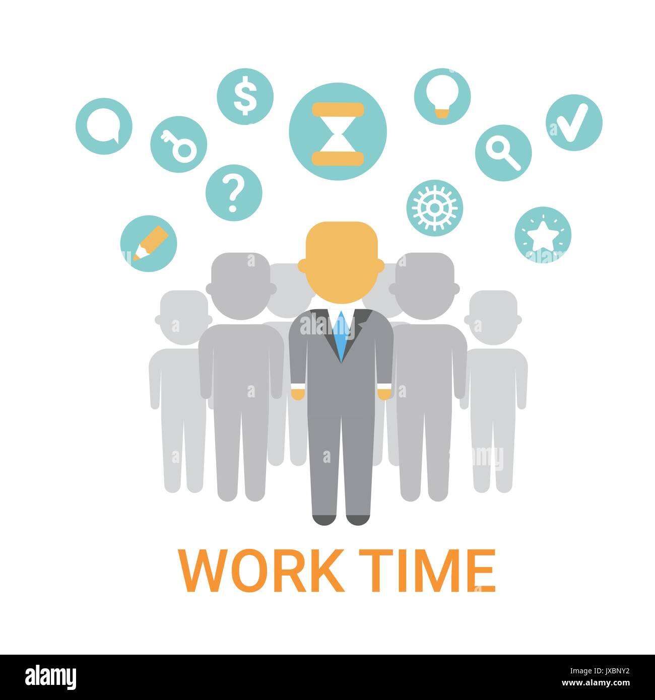 Work Time Icon Working Process Organization Concept Banner Stock Vector ...