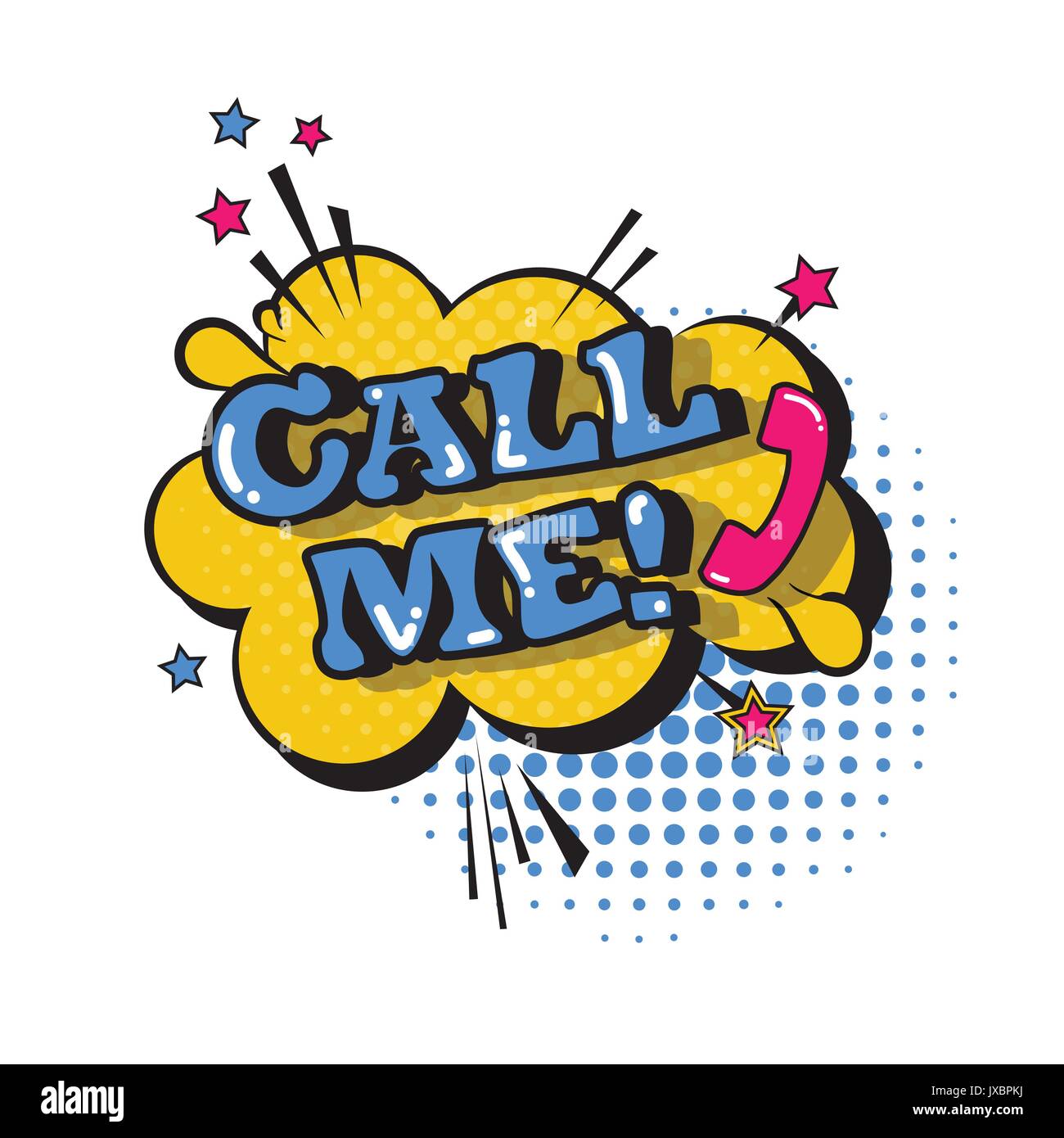 Comic Speech Chat Bubble Pop Art Style Call Me Expression Text Icon ...