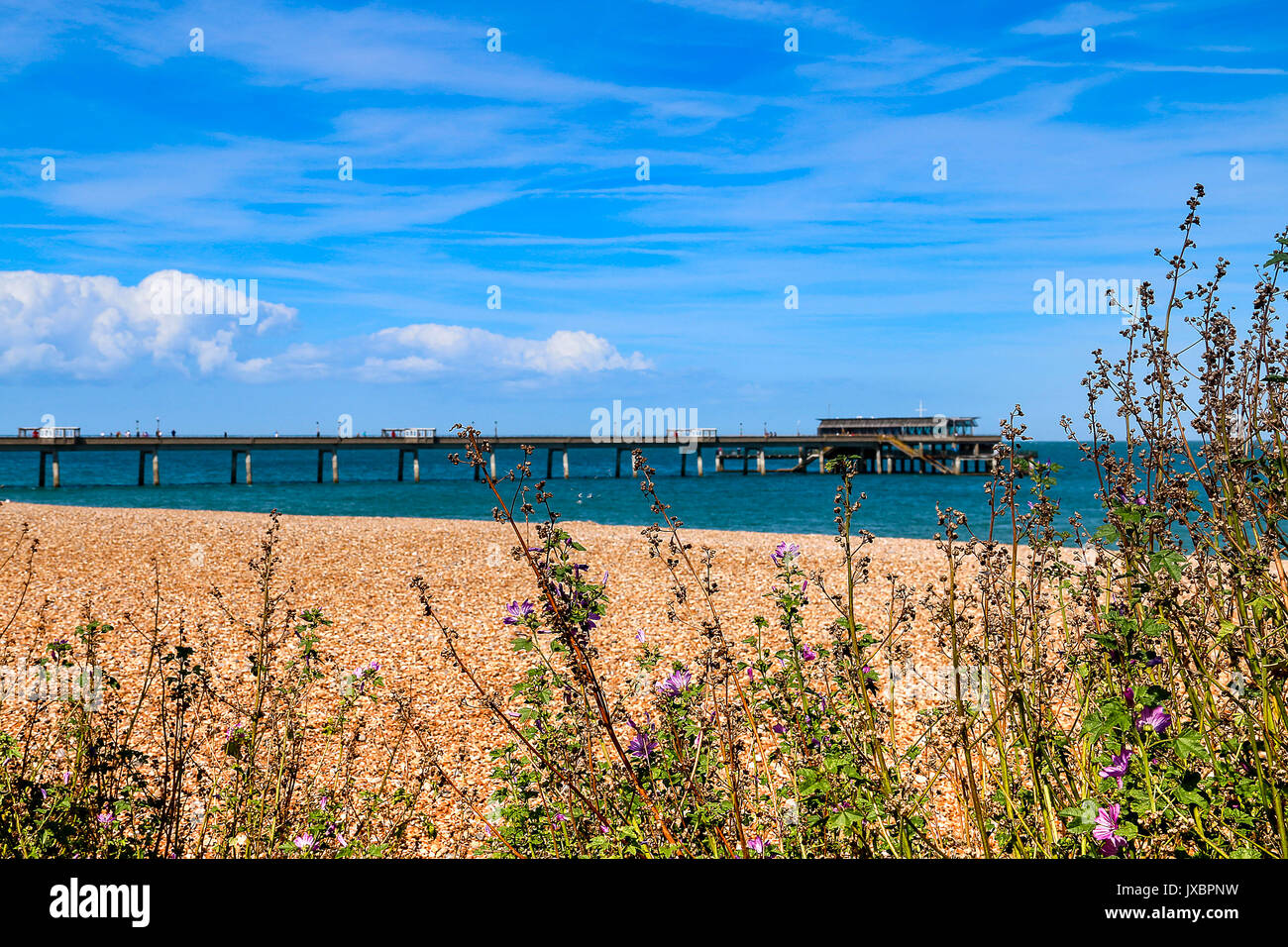 Deal Pier from Walmer Beach in Summer Stock Photo - Alamy
