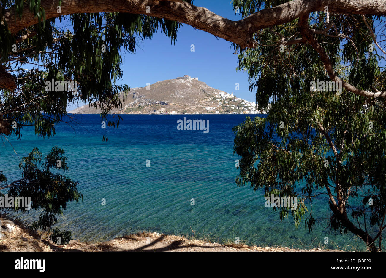 Aghia Marina and Panteli Casle from Alinta, Alinta bay, Leros ...