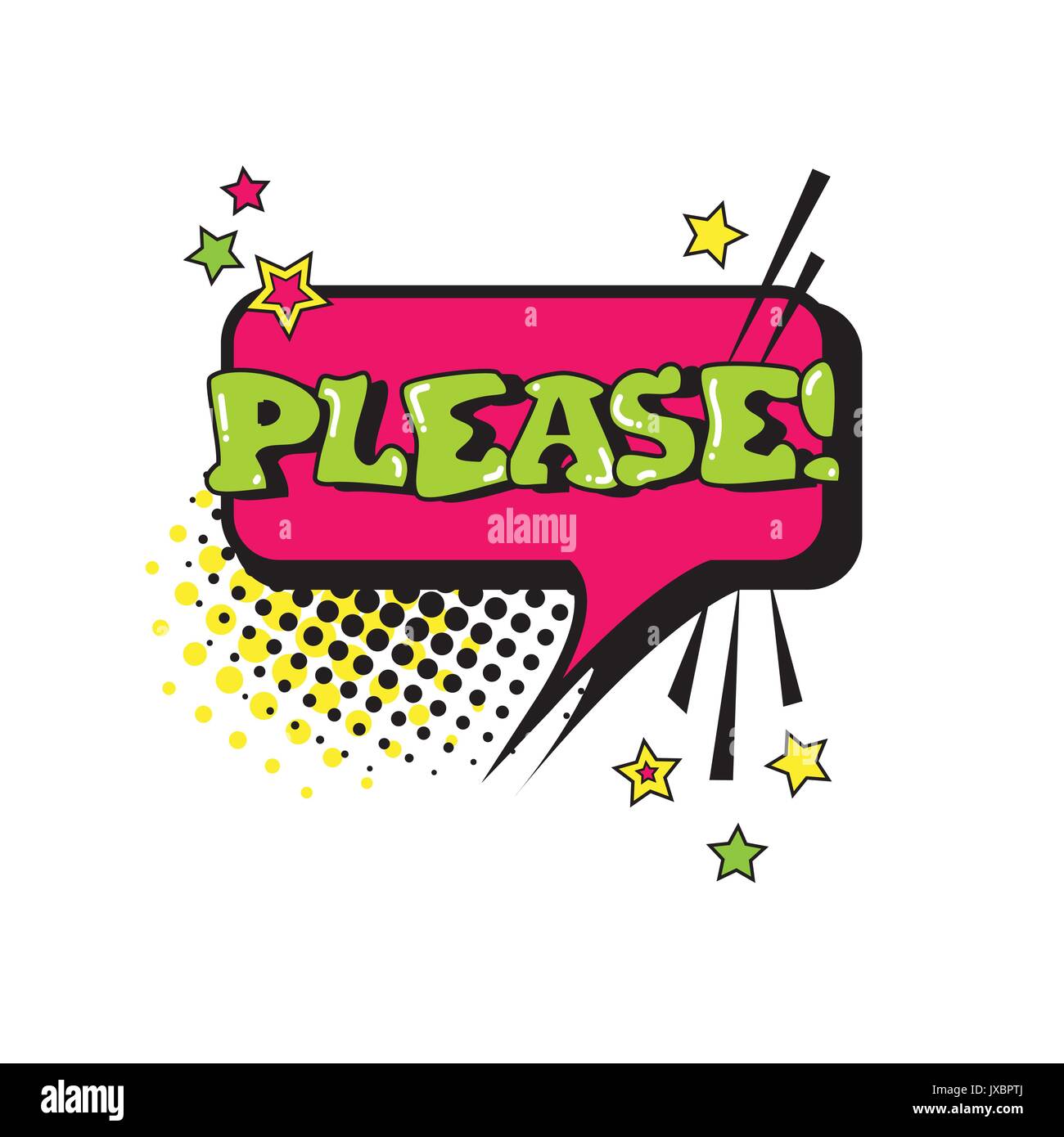 Comic Speech Chat Bubble Pop Art Style Please Expression Text Icon ...