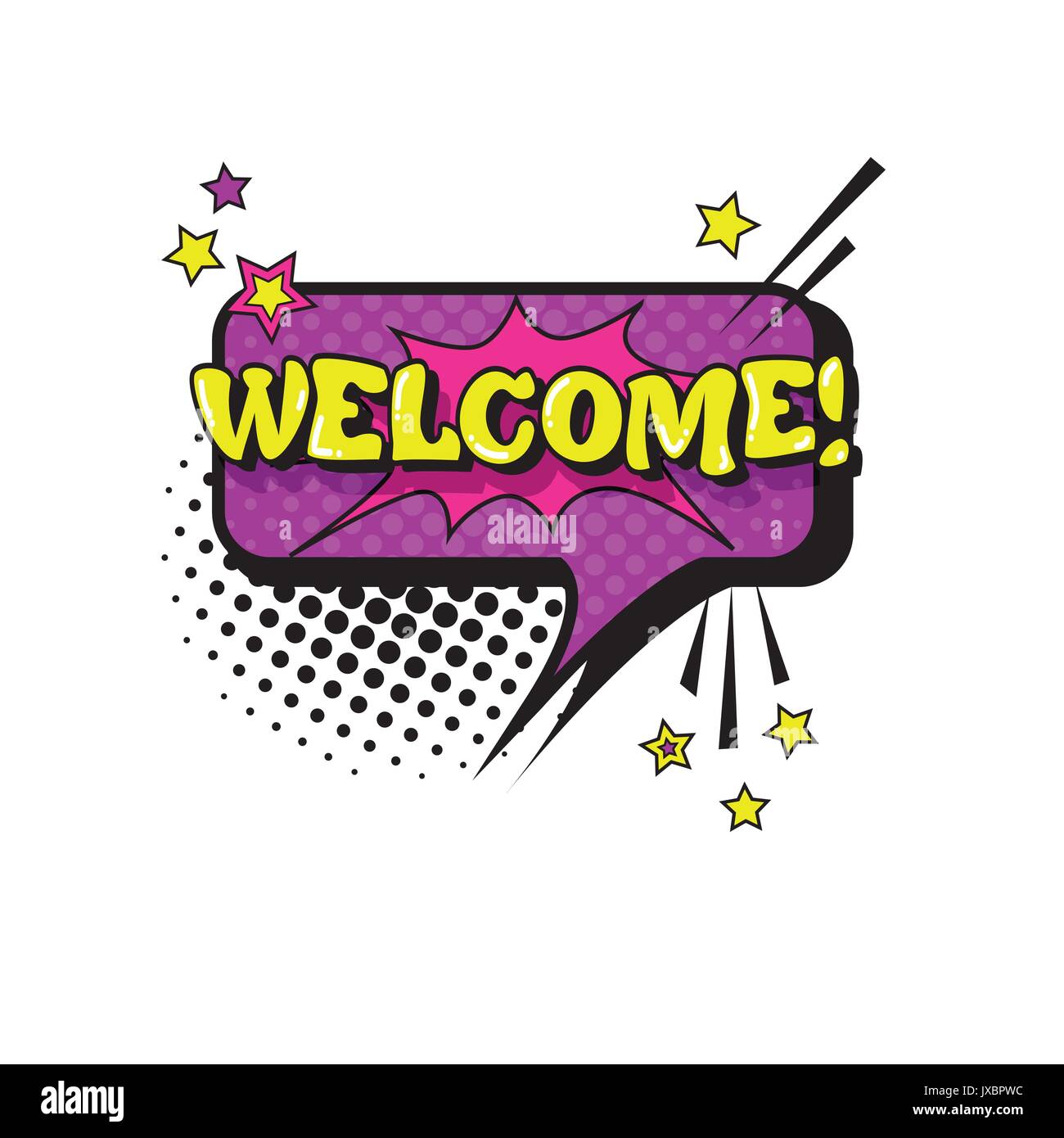 Comic Speech Chat Bubble Pop Art Style Welcome Expression Text Icon ...