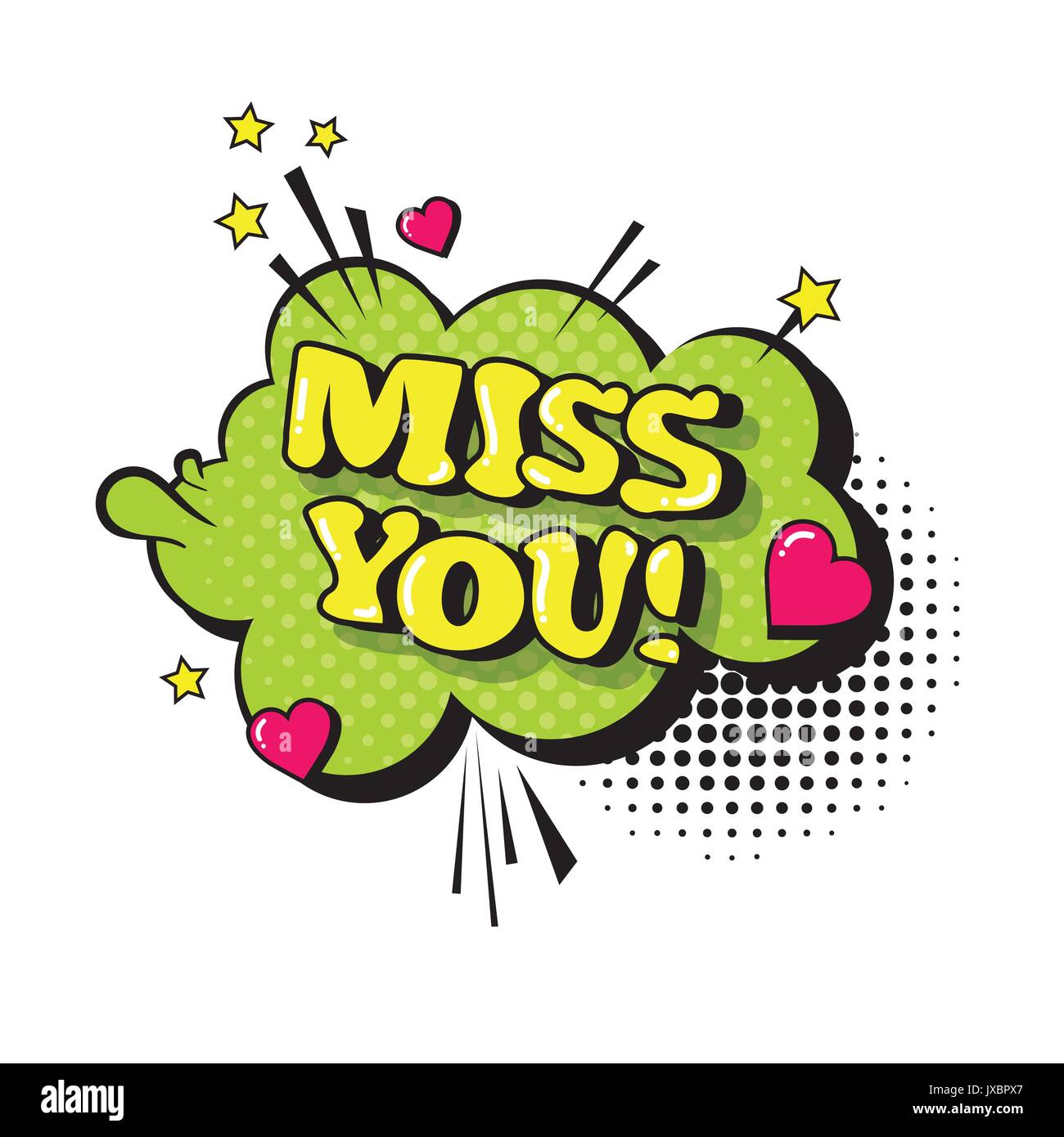 Comic Speech Chat Bubble Pop Art Style Miss You Expression Text Icon ...