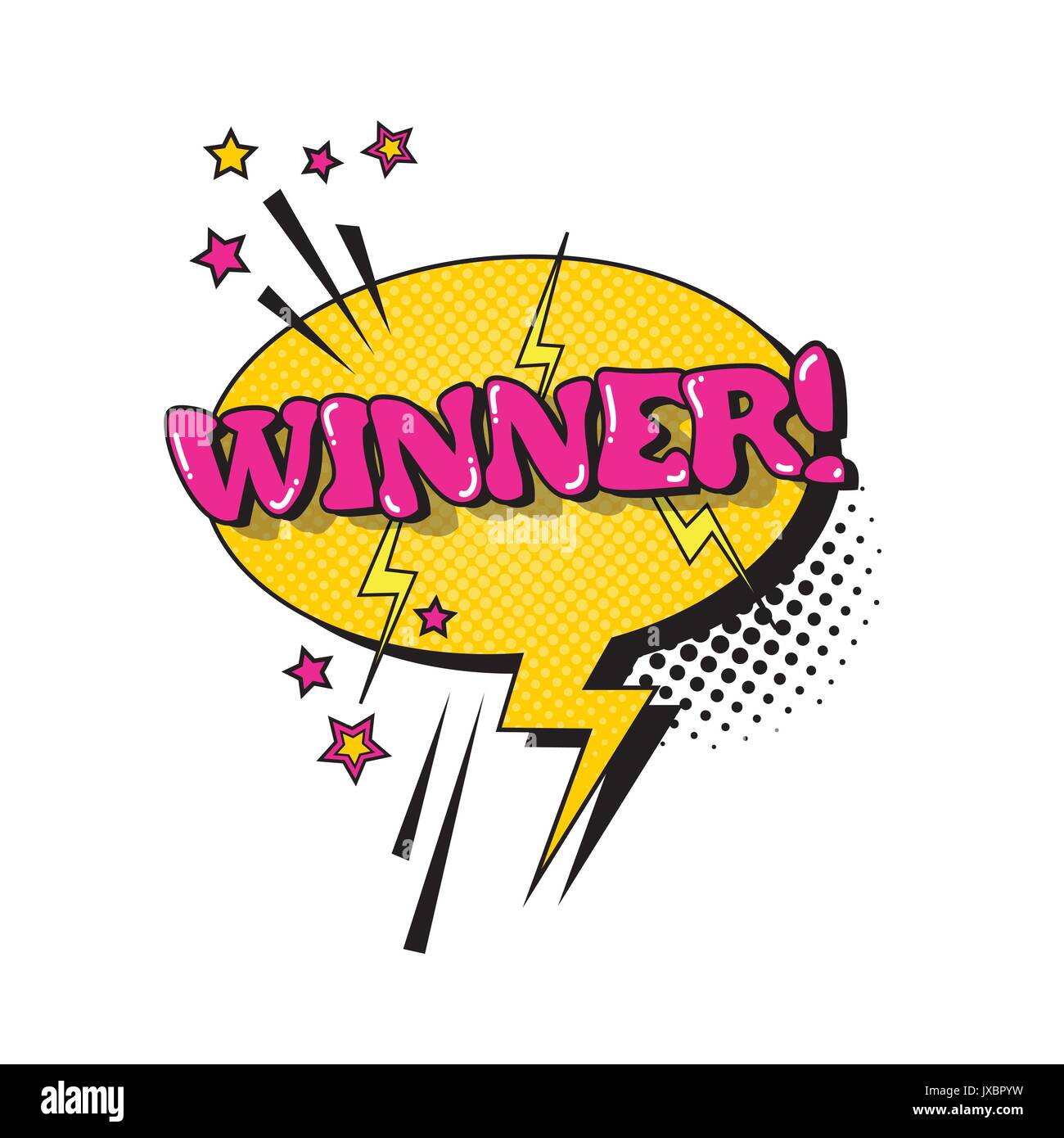 Comic Speech Chat Bubble Pop Art Style Winner Expression Text Icon ...