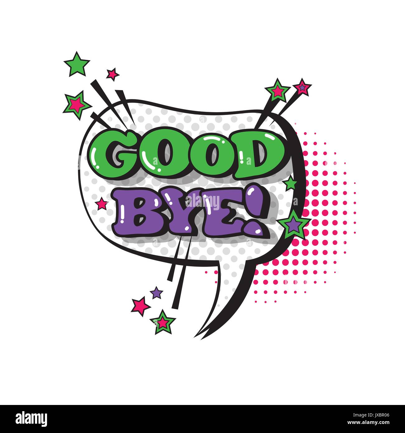 Comic Speech Chat Bubble Pop Art Style Good Bye Expression Text Icon ...