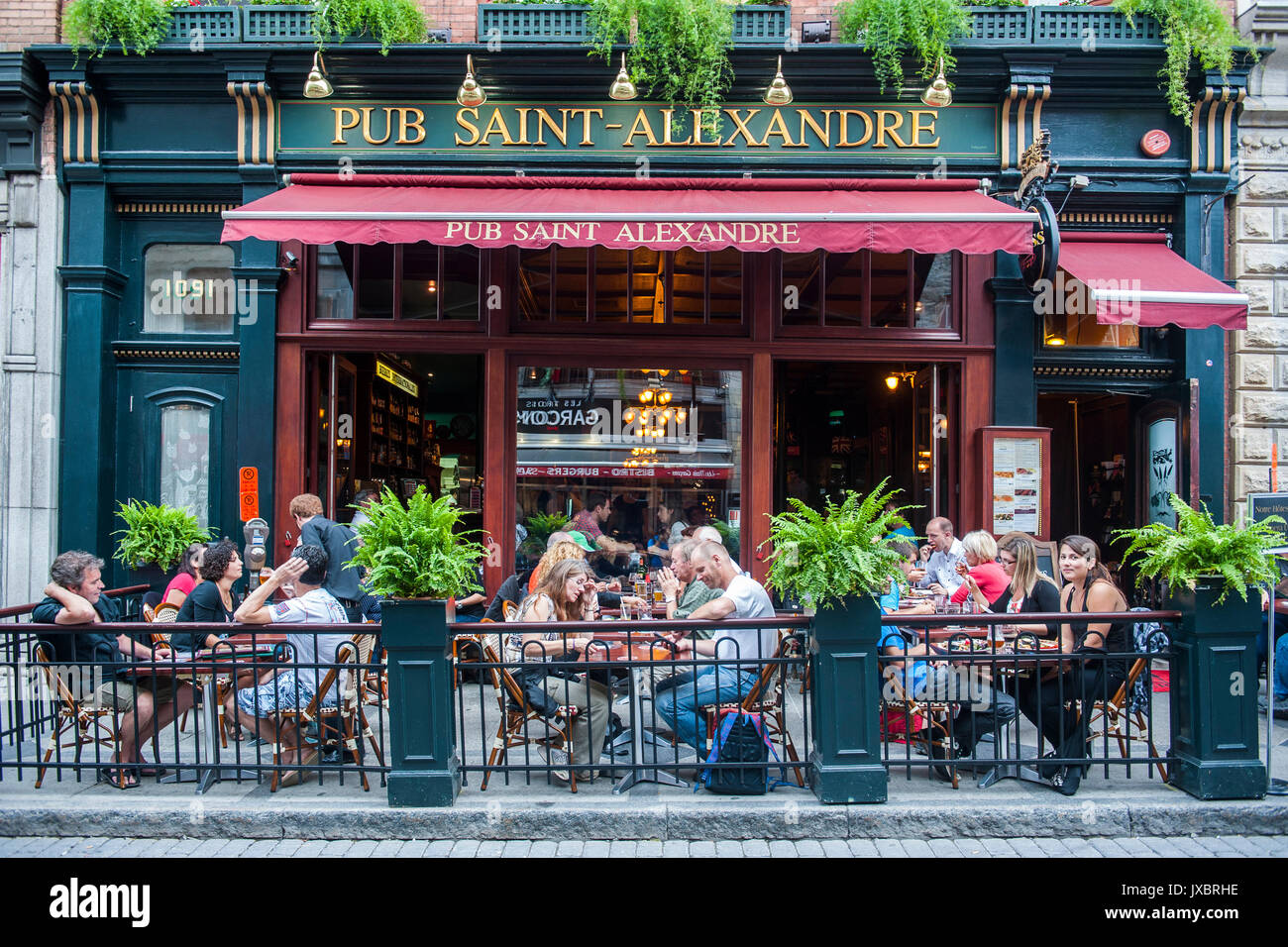 People in street restaurant, Quebec City, Quebec, Canada Stock Photo ...