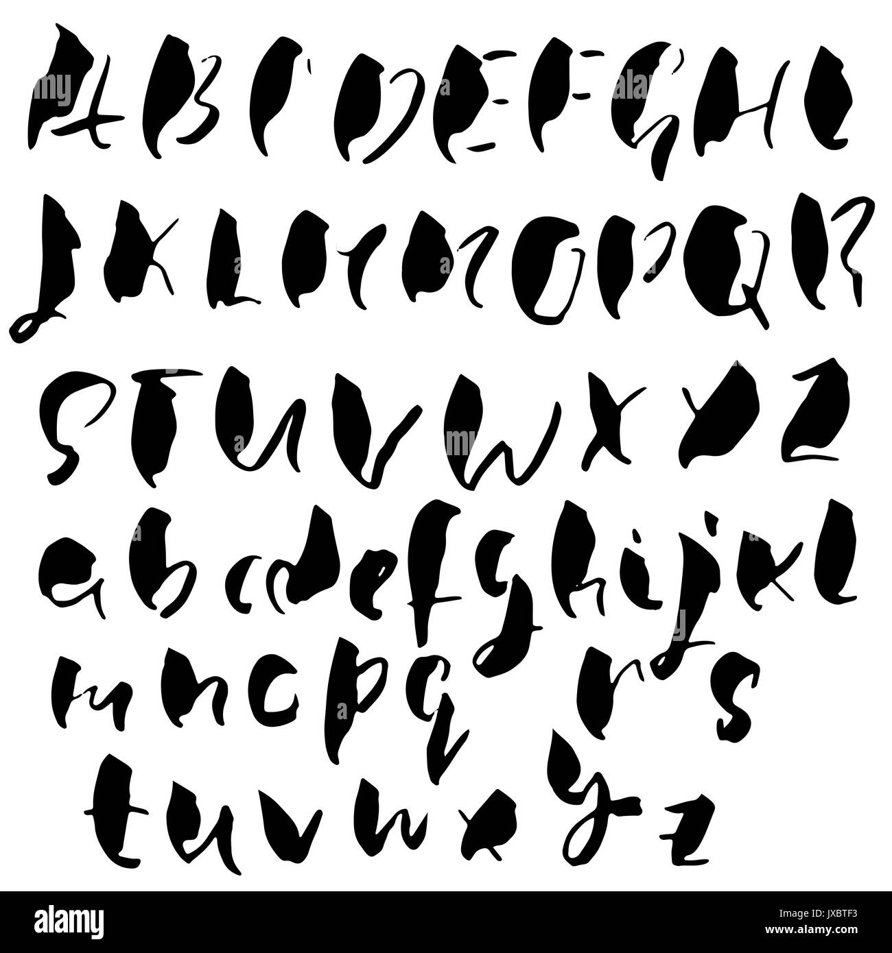 Hand drawn dry brush font. Modern brush lettering. Grunge style ...