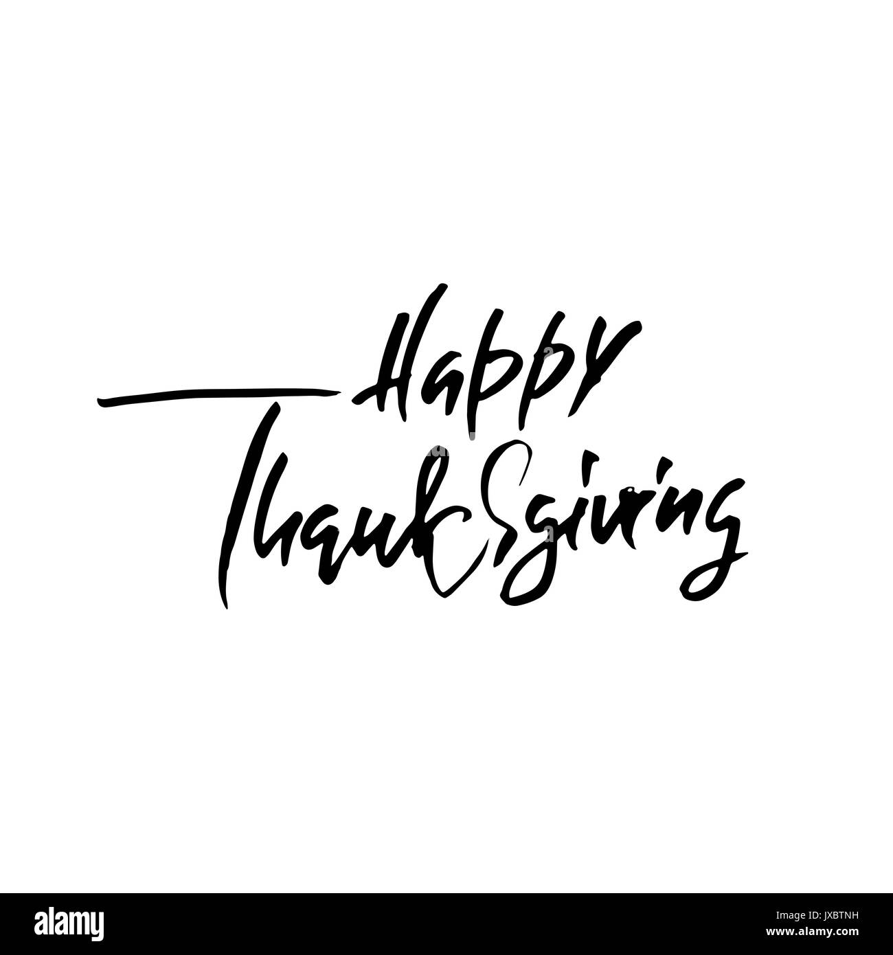 Handwritten Thanksgiving Day lettering. Vector illustration ...