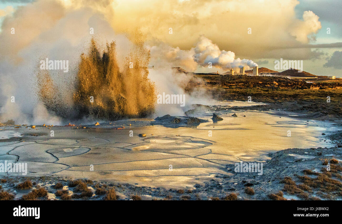 This mud geyser became active only a couple weeks before this image. A ...