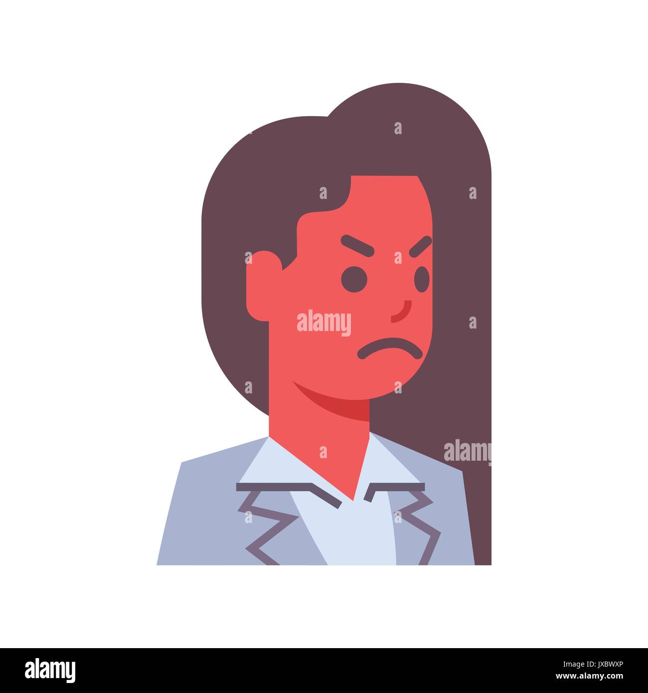 Female Angry Emotion Icon Isolated Avatar Woman Facial Expression ...