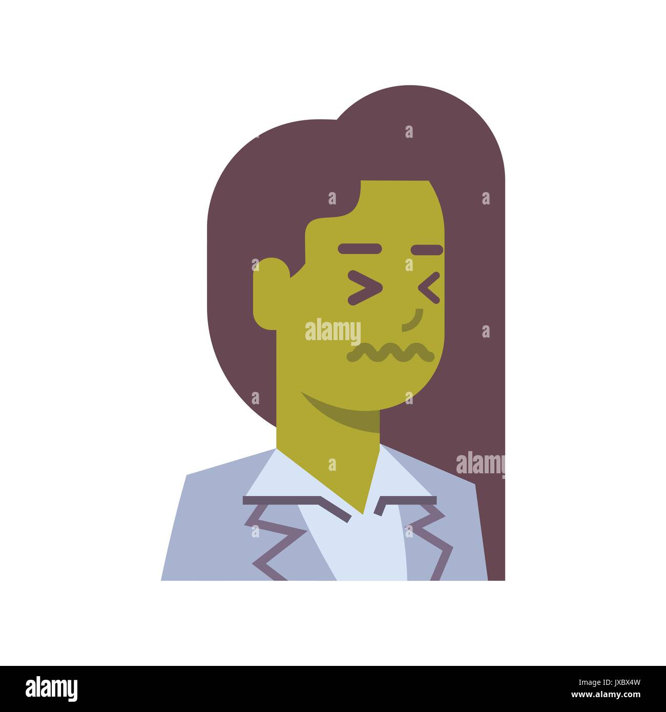 Female Upset Emotion Icon Isolated Avatar Woman Facial Expression ...