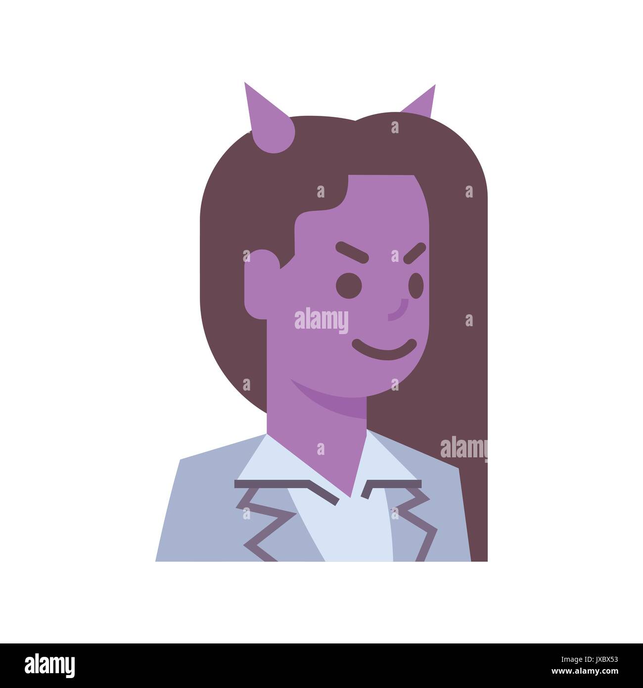 Female Devil Emotion Icon Isolated Avatar Woman Facial Expression ...