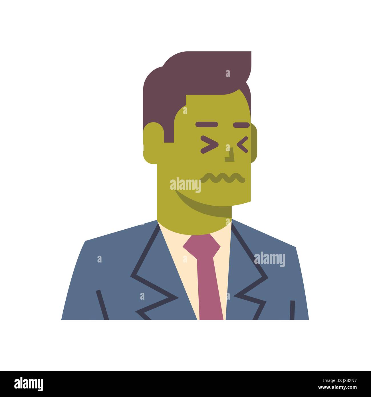 Male Sick Emotion Icon Isolated Avatar Man Facial Expression Concept ...