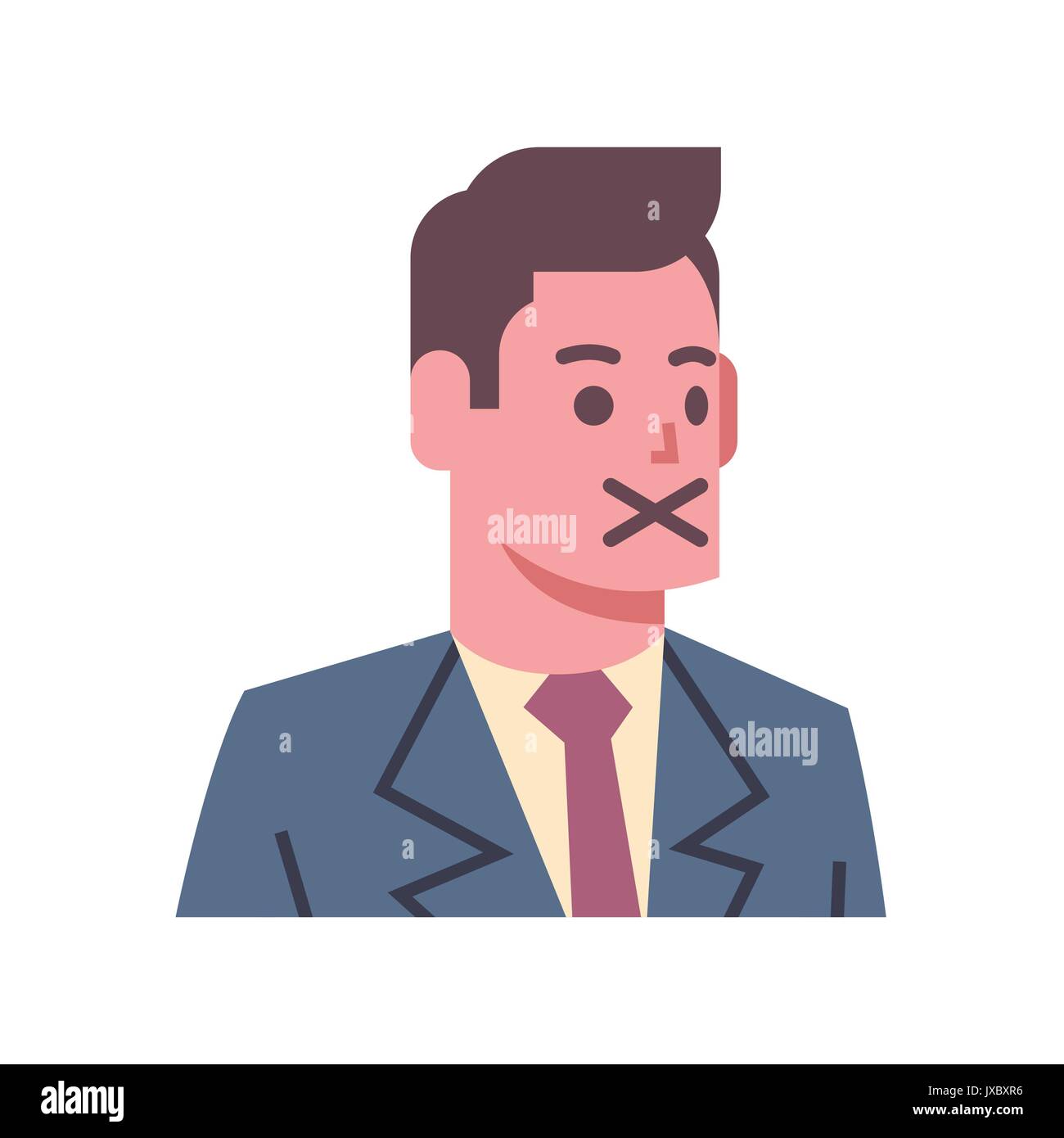 Male Silent Emotion Icon Isolated Avatar Man Facial Expression Concept ...