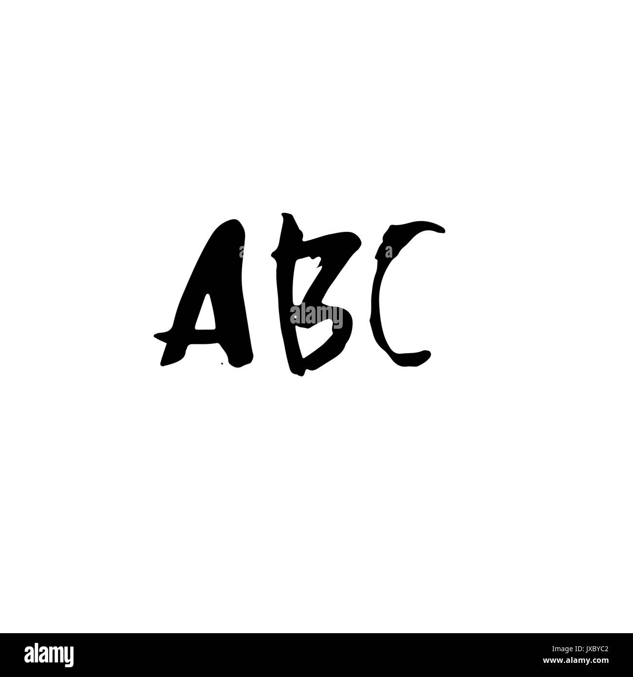 Letters ABC. Handwritten by dry brush. Rough strokes font. Vector ...