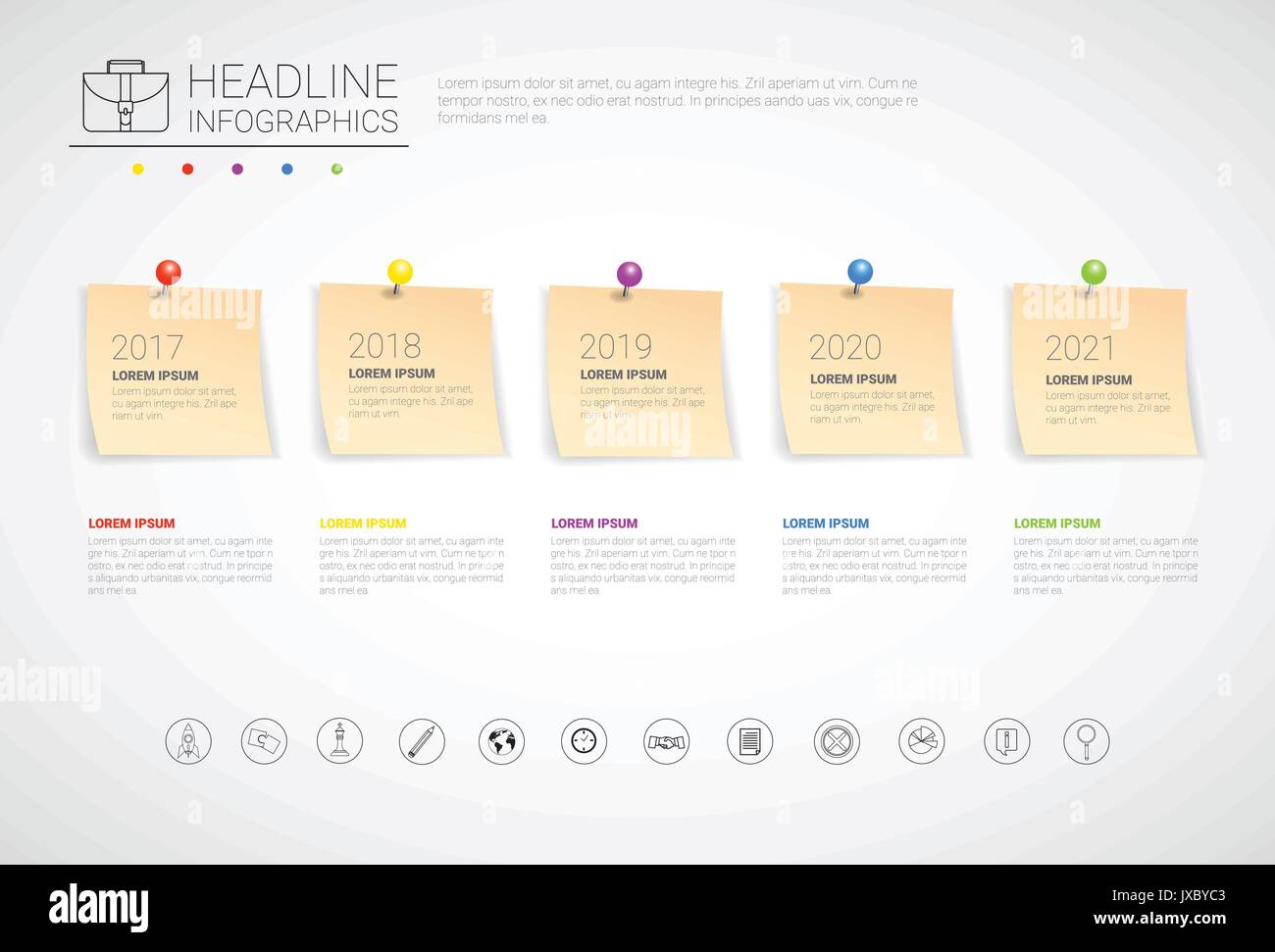 Sticker Set Headline Infographic Business Collection Time Line Planning ...