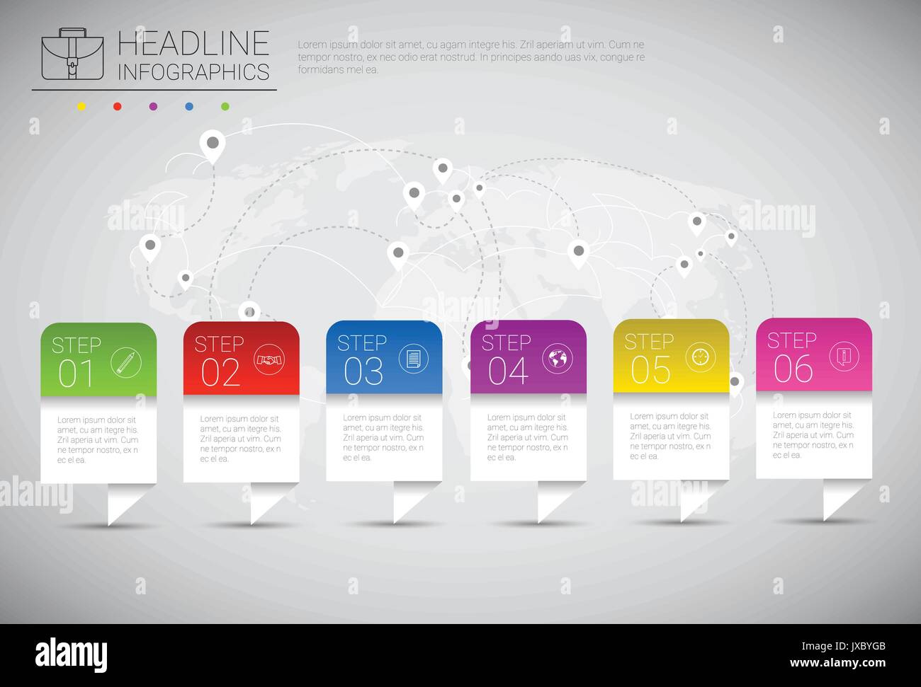 Headline Infographic Design Business Data Graphic Collection Over World ...