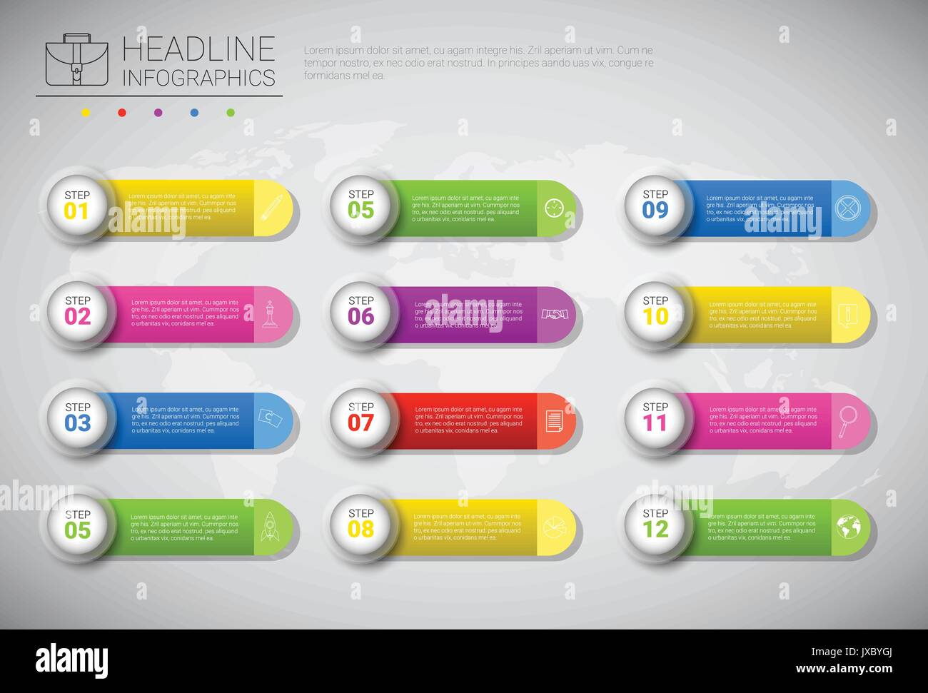 Headline Infographic Design Business Data Graphic Collection Over World ...