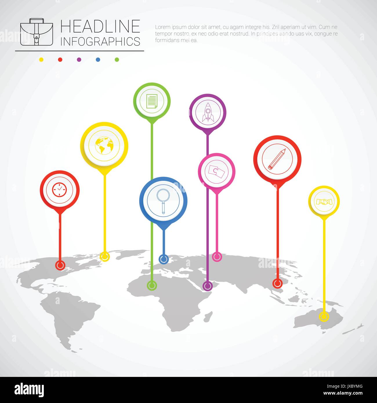 Headline Infographic Design Business Data Graphic Collection Over World ...