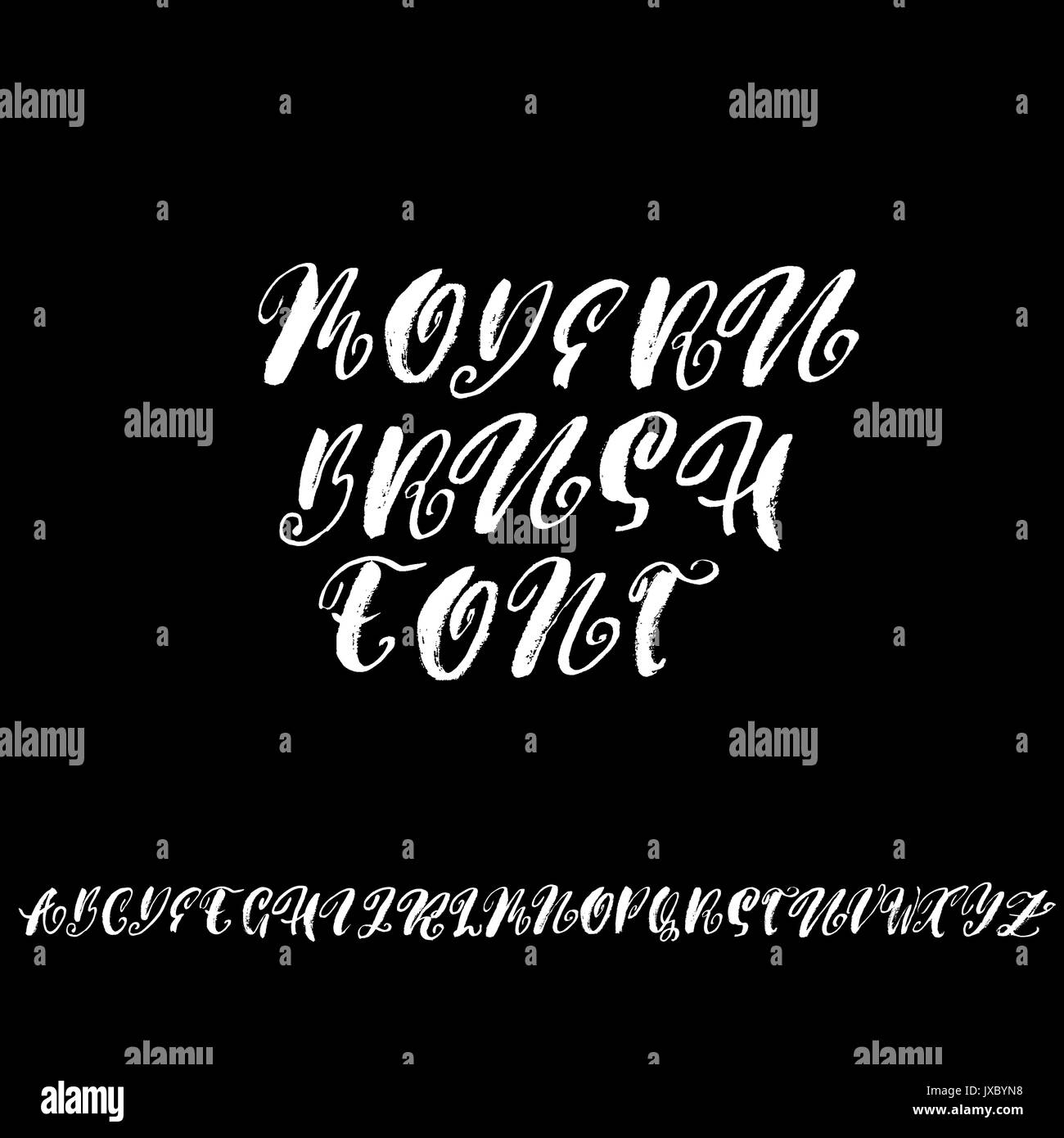 Hand drawn elegant calligraphy font with curl. Modern brush lettering ...