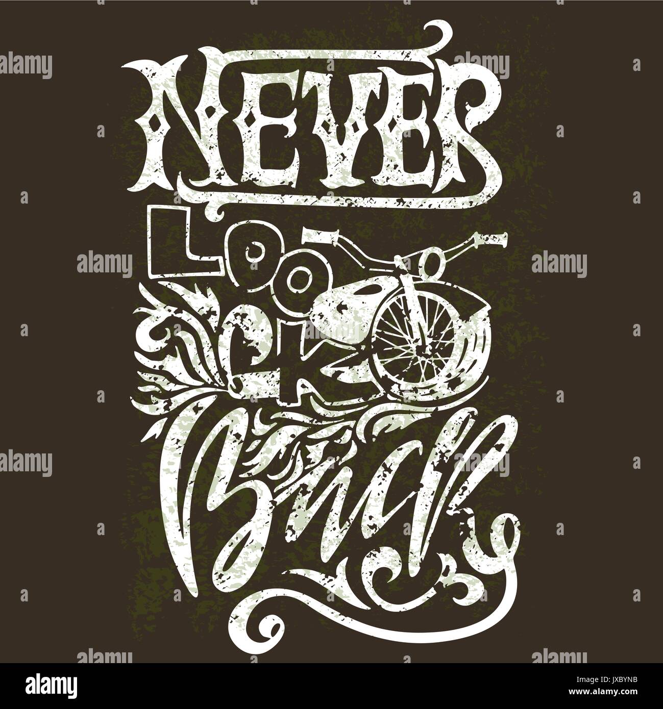 Never look back. Hand drawn lettering. Vector motivational typography ...