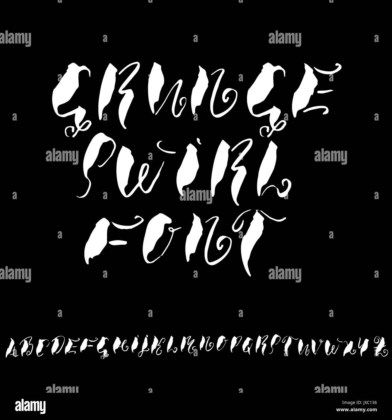 Hand drawn elegant calligraphy font with curl. Modern brush lettering ...