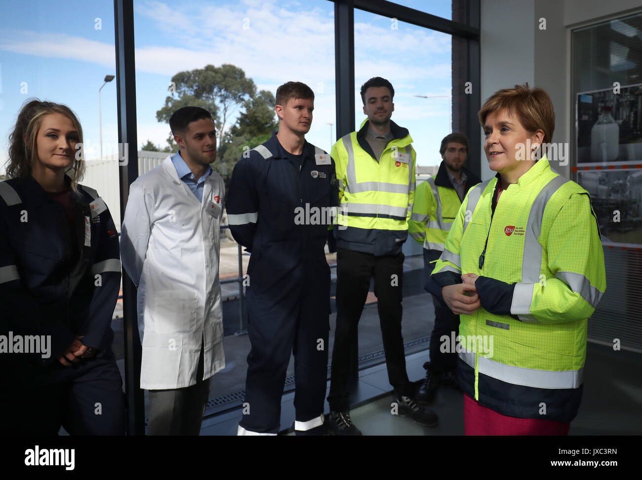 First Minister Nicola Sturgeon meets with apprentices during a visit to ...