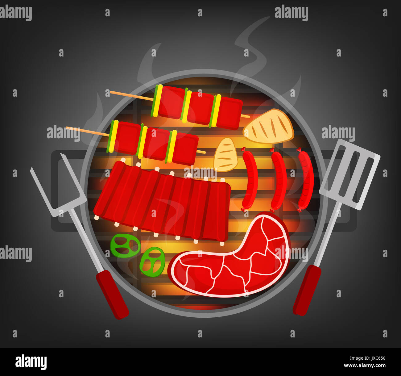 BBQ vector with background Stock Photo - Alamy