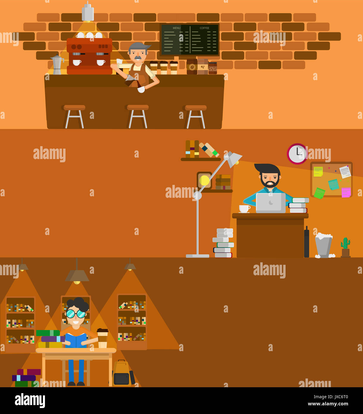 coffee work background vector graphic or banners illustration Stock ...