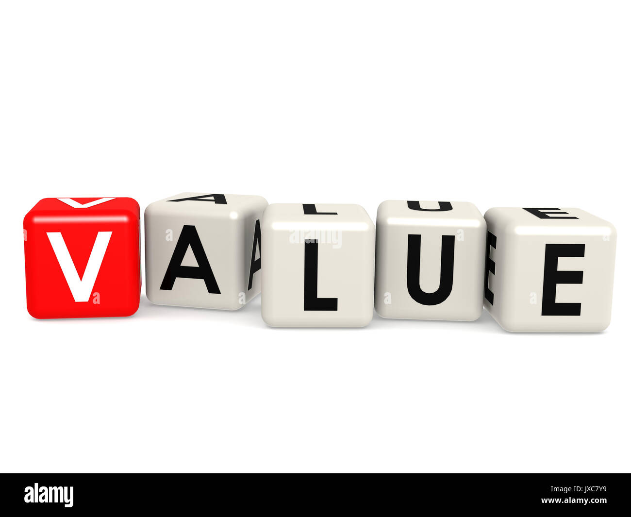 Block cube with value word, 3D rendering Stock Photo - Alamy
