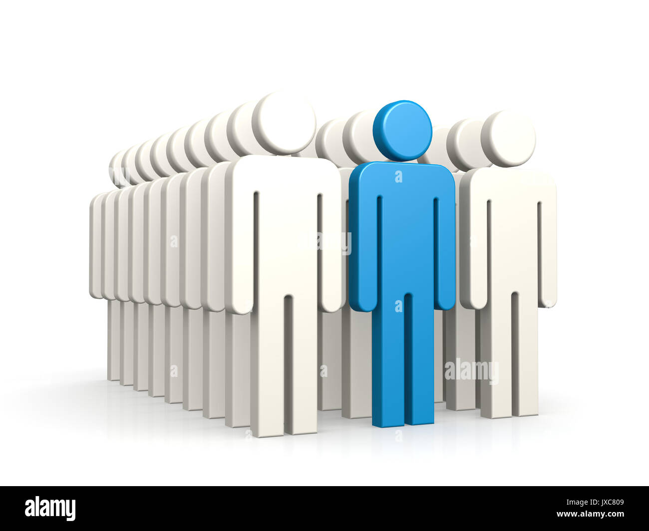 Blue leader and the group, 3D rendering Stock Photo - Alamy