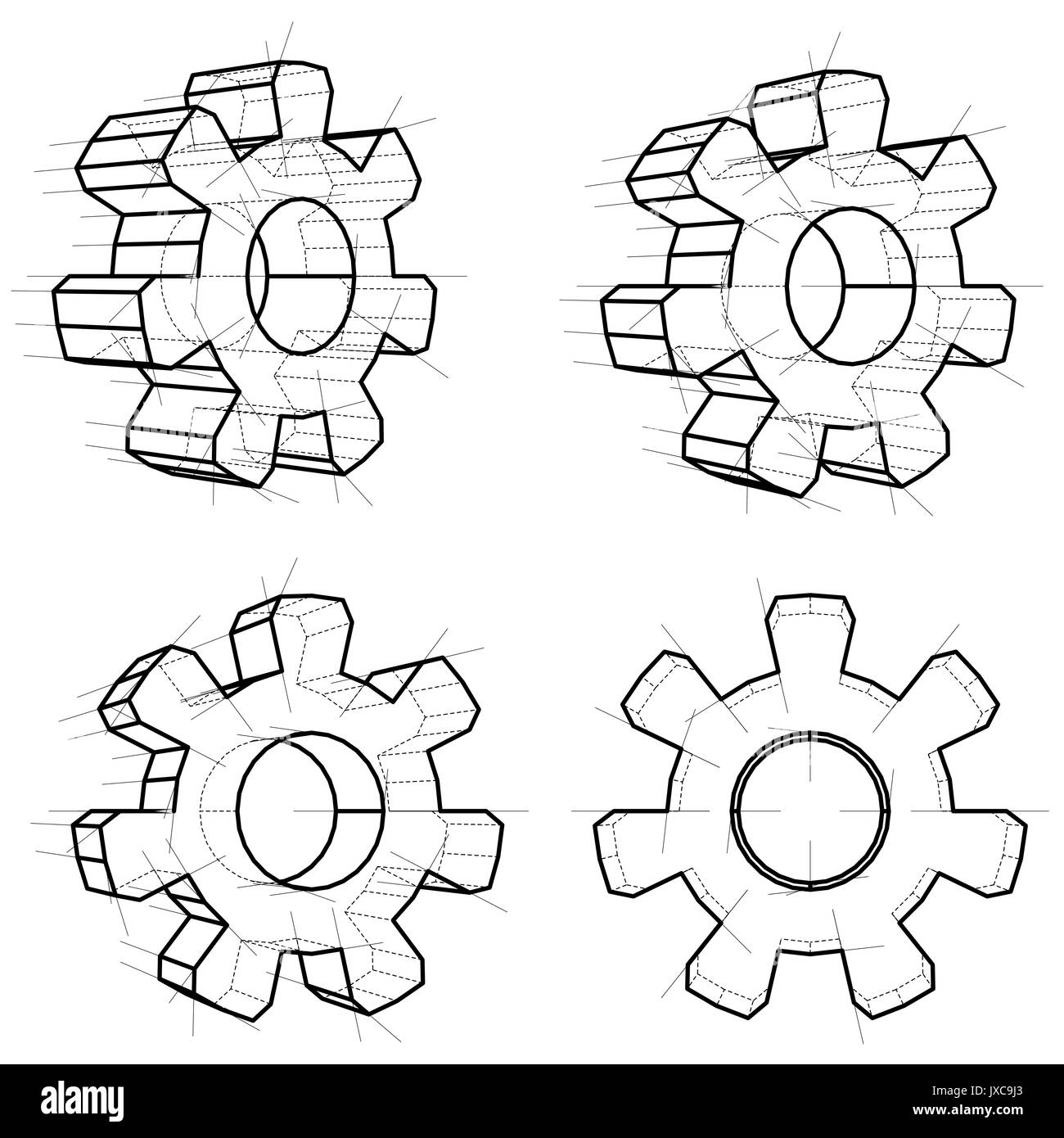 Silhouette mechanical gears icon Stock Vector Images - Alamy
