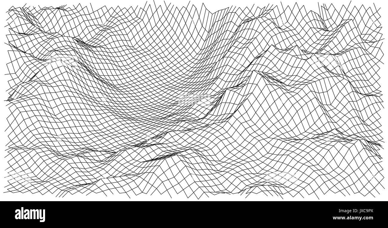 Wireframe polygonal landscape. Vector Illustration Stock Vector Image ...