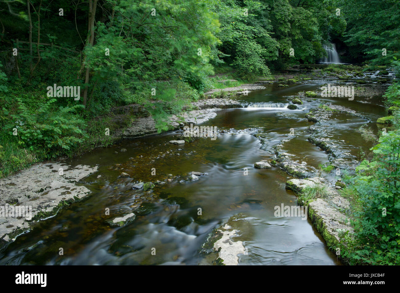 Cauldron Falls Waterfall in the village of West Burton near Hawes in ...