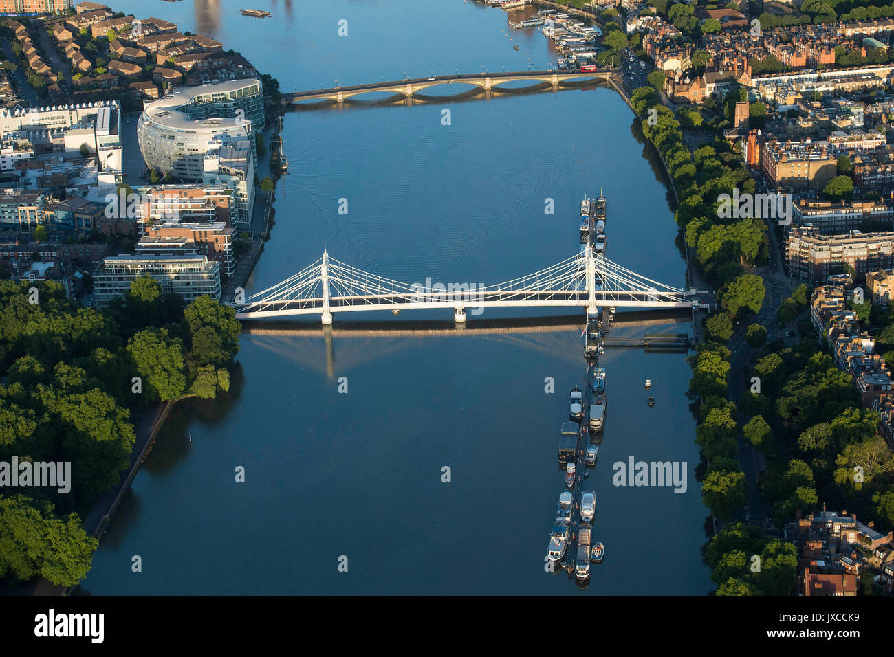 An aerial view of Albert Bridge in London Stock Photo - Alamy