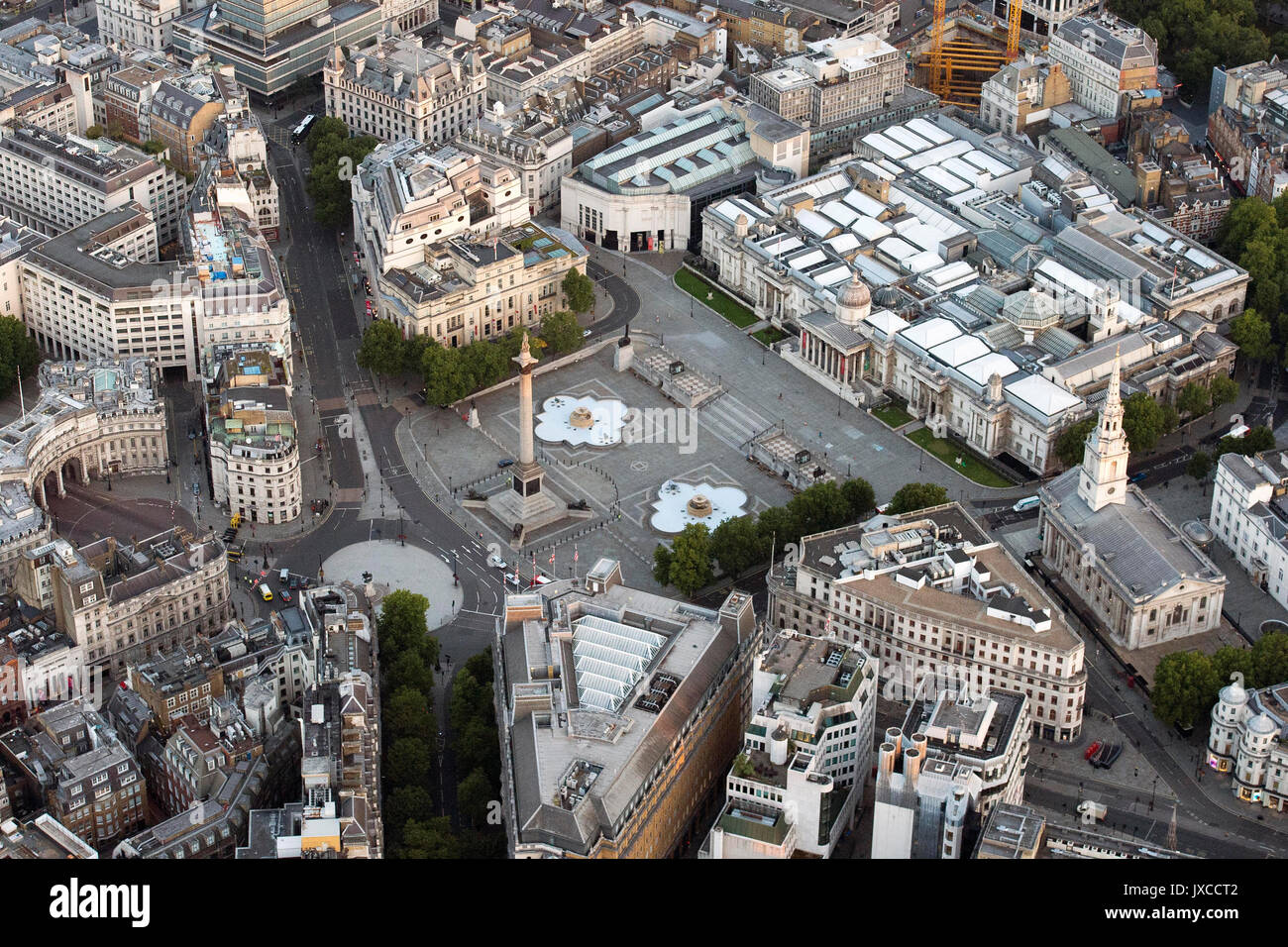 General aerial view of Trafalgar Square and the National Gallery in ...