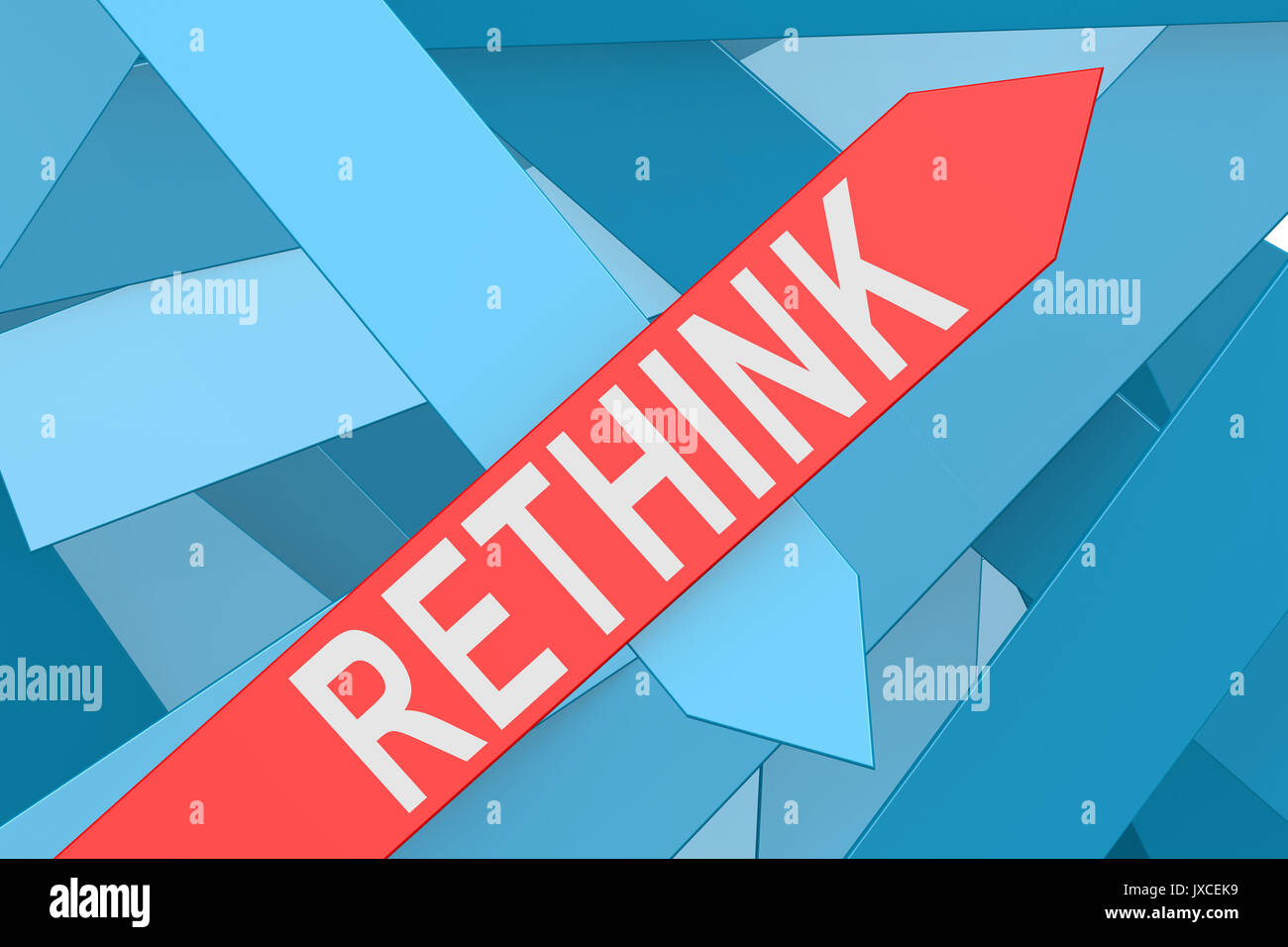 Rethink word on red arrow pointing upward, 3d rendering Stock Photo - Alamy