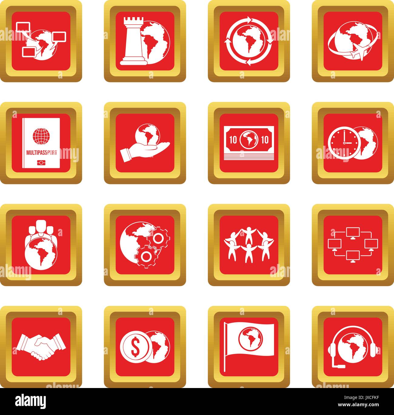 Global connections icons set red Stock Vector Image & Art - Alamy