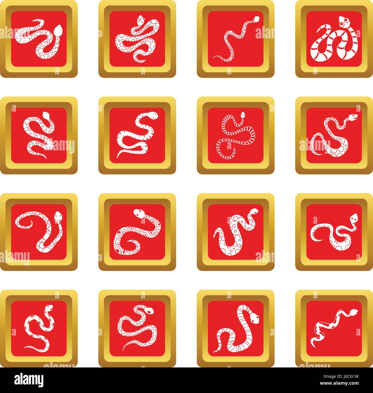 Snake icons set red Stock Vector Image & Art - Alamy