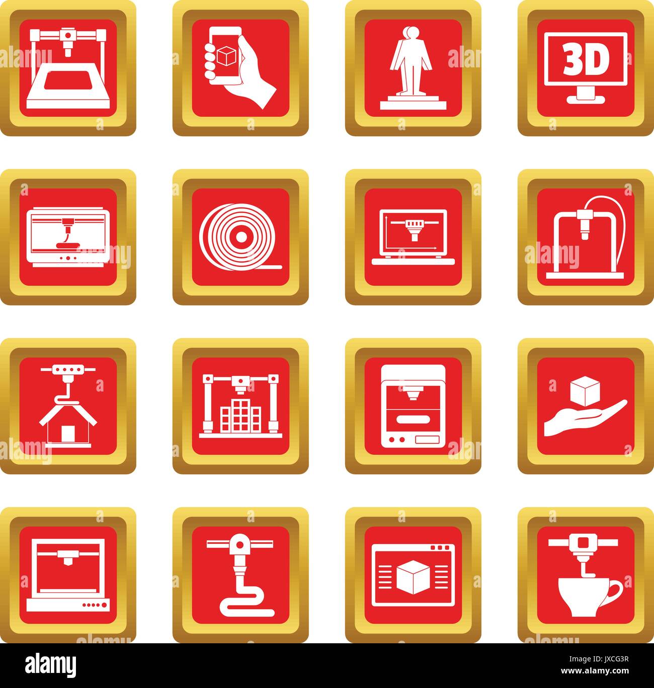 3D Printing icons set red Stock Vector Image & Art - Alamy