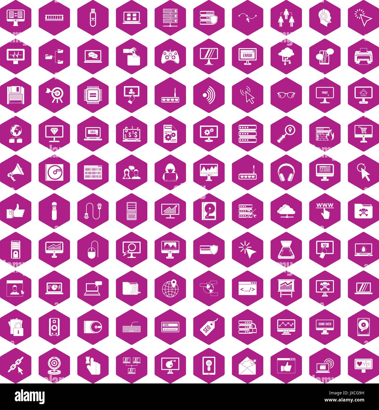100 computer icons hexagon violet Stock Vector Image & Art - Alamy